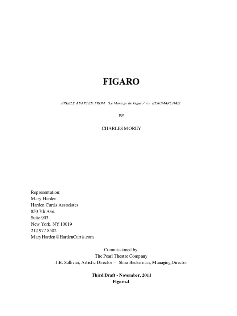 Figaro Play Adaptation Script | PDF | The Marriage Of Figaro | Compositions