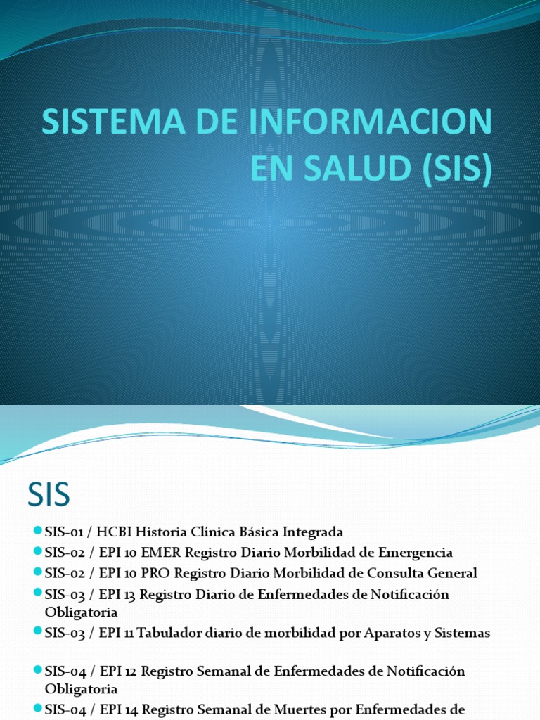 Sistema de Informacion en Salud (Sis) | PDF | Causas de la muerte | Especialidades Medicas
