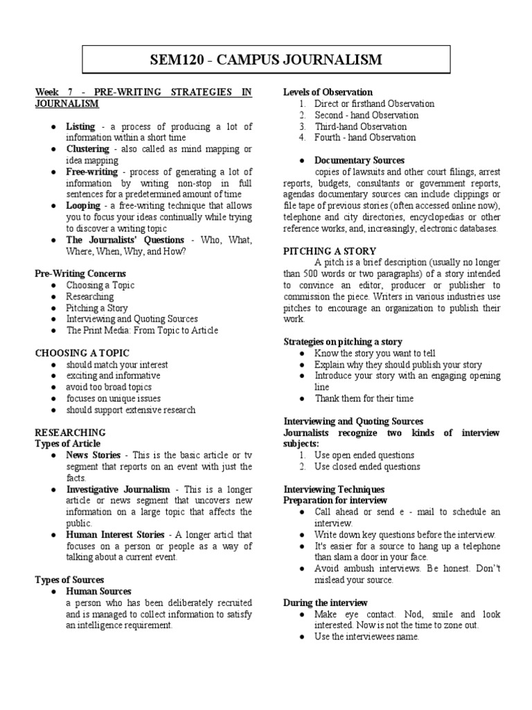 Sem120 - Campus Journalism | PDF | News | Journalism