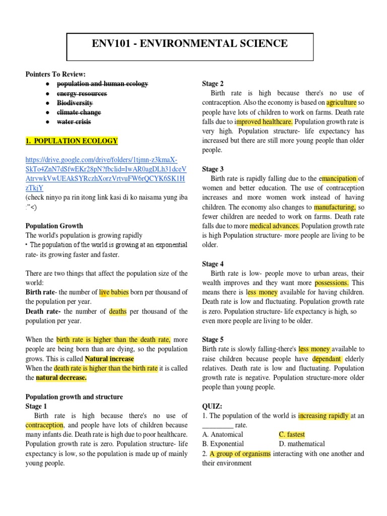 Env101 - Environmental Science | PDF | Biodiversity | Natural Gas