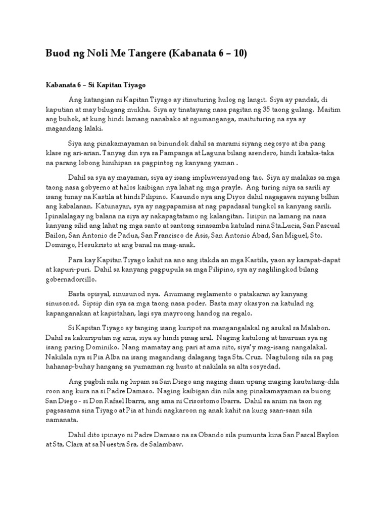 Buod NG Noli Me Tangere (Kabanata 6 - 10) : Kabanata 6 - Si Kapitan ...