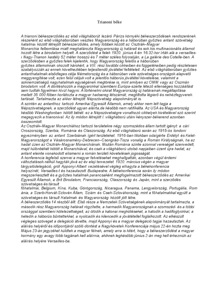 Trianoni Béke | PDF