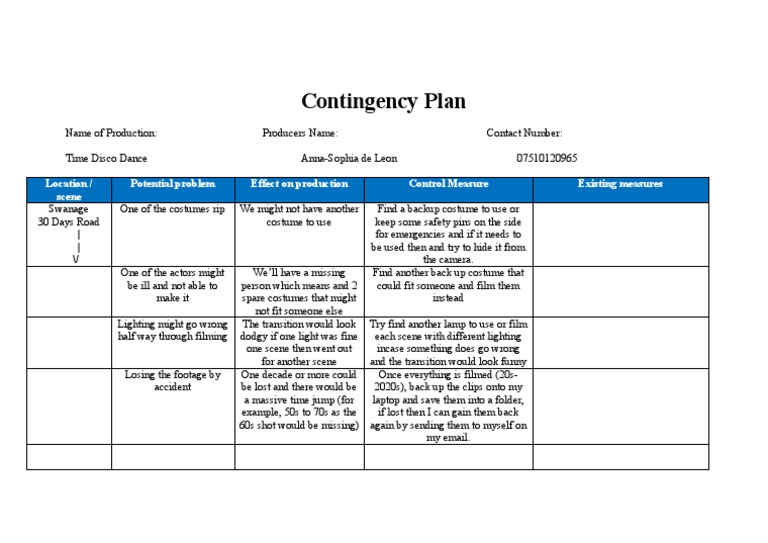 Contingency Plan | PDF