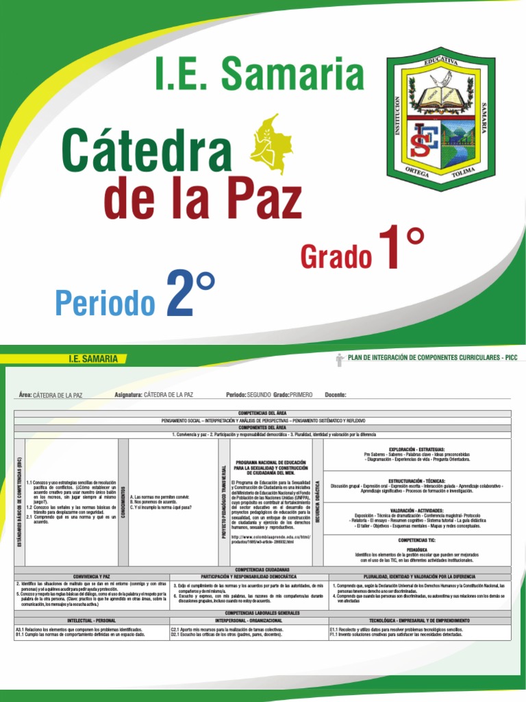 Catedra de La Paz - 2° Periodo I.E. Samaria | PDF | Maestros | Aprendizaje