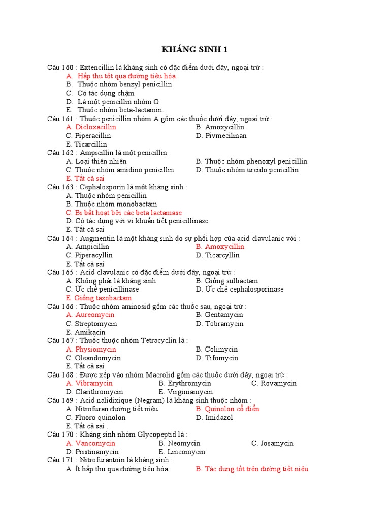 Kháng Sinh 1 | PDF