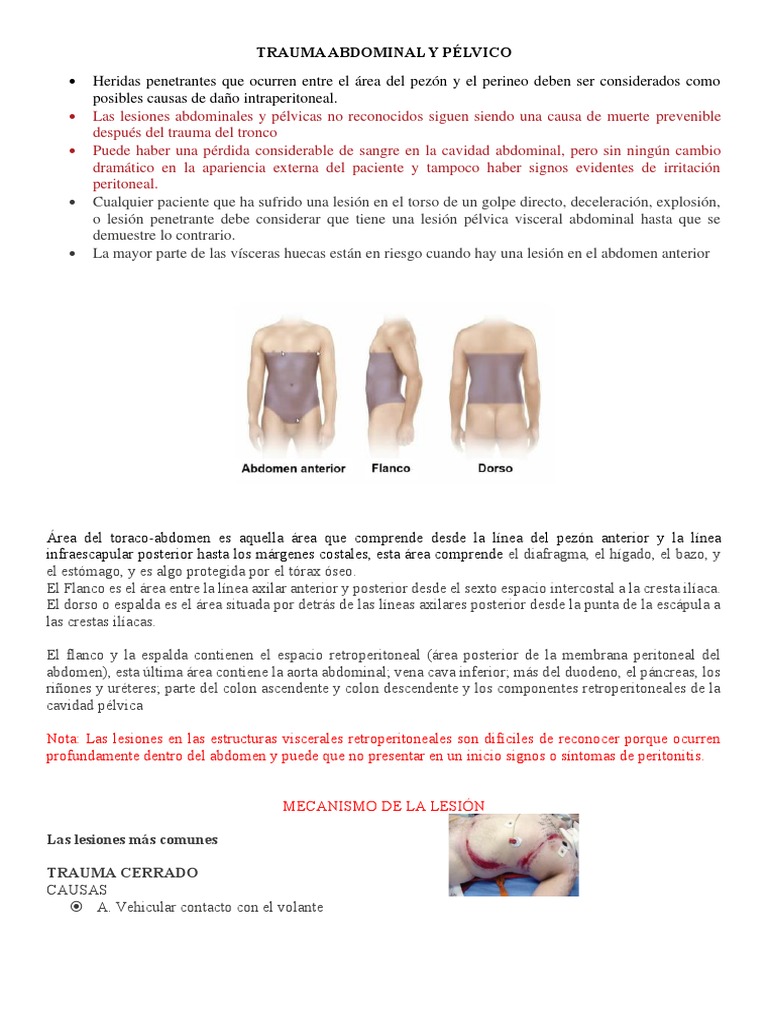 Trauma Abdominal y Pelvico Capitulo 5 Resumen | PDF | Abdomen | Lesión