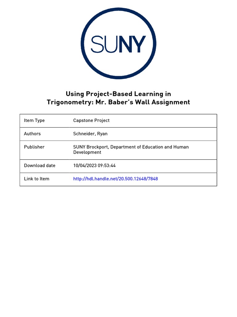 Using Project-Based Learning in Trigonometry: Mr. Baber's Wall ...