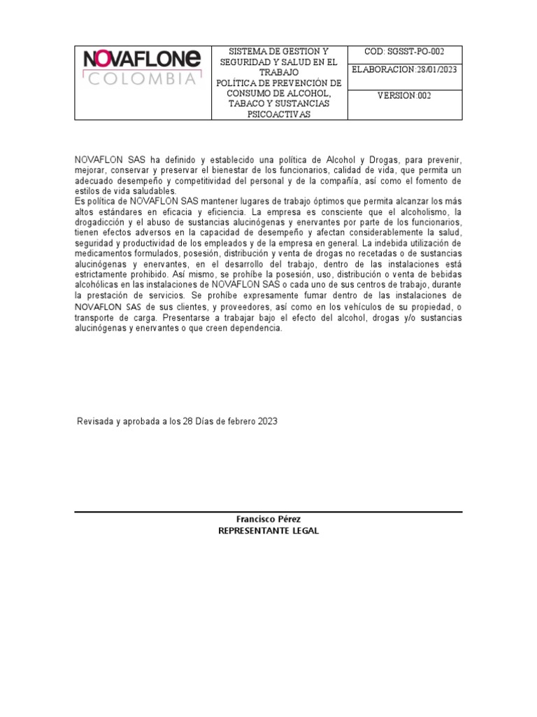 Sg-Pol-001 Politicas SG-SST 2023 | PDF