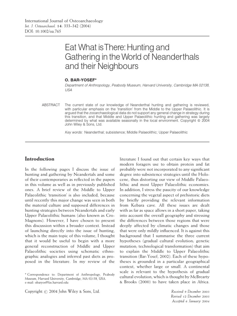 Bar Yosef - Eat Whats There | PDF | Paleolithic | Hunter Gatherer