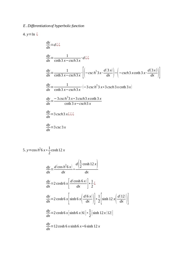 Problem Set On Hyperbolic Function | Download Free PDF | Combinatorics | Geometry