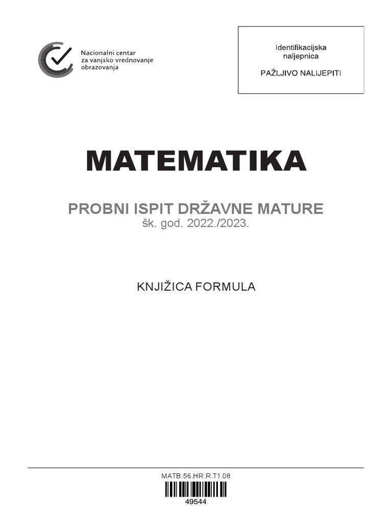 Matematika: Probni Ispit Državne Mature | PDF