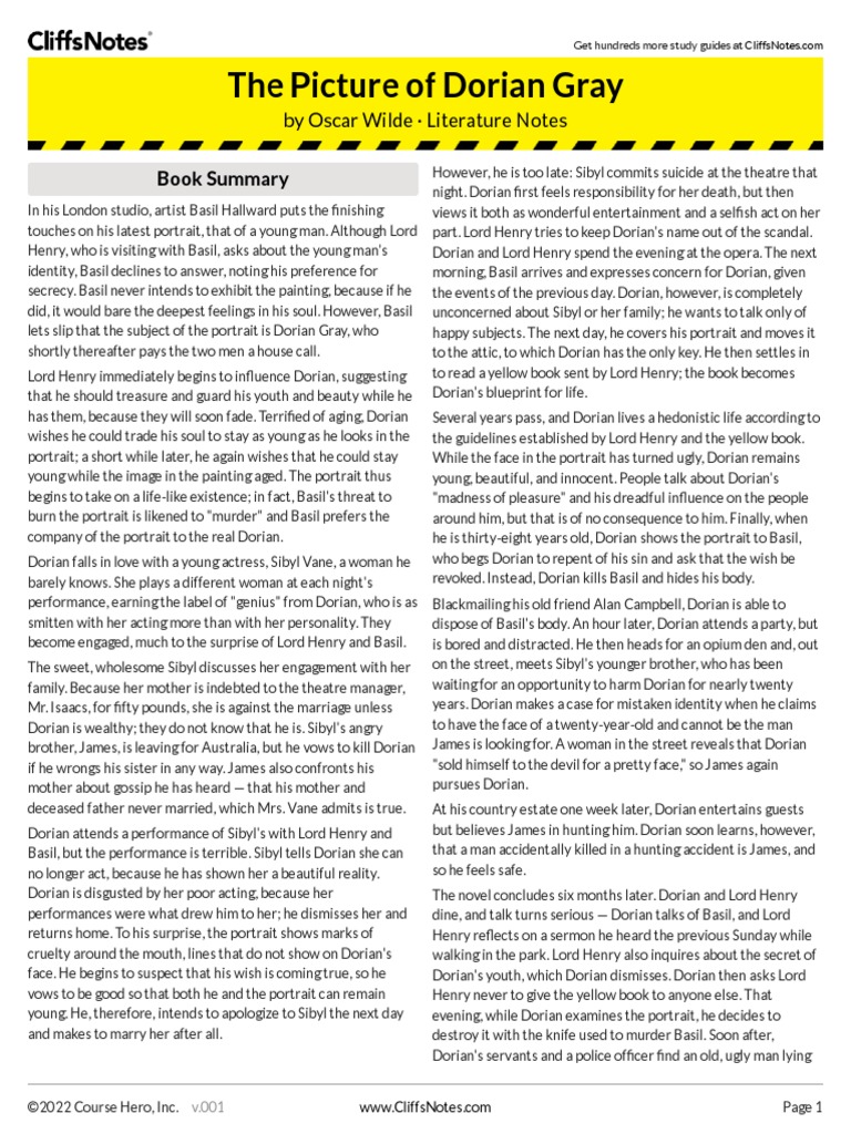 The Picture of Dorian Gray: Book Summary | PDF | The Picture Of Dorian Gray