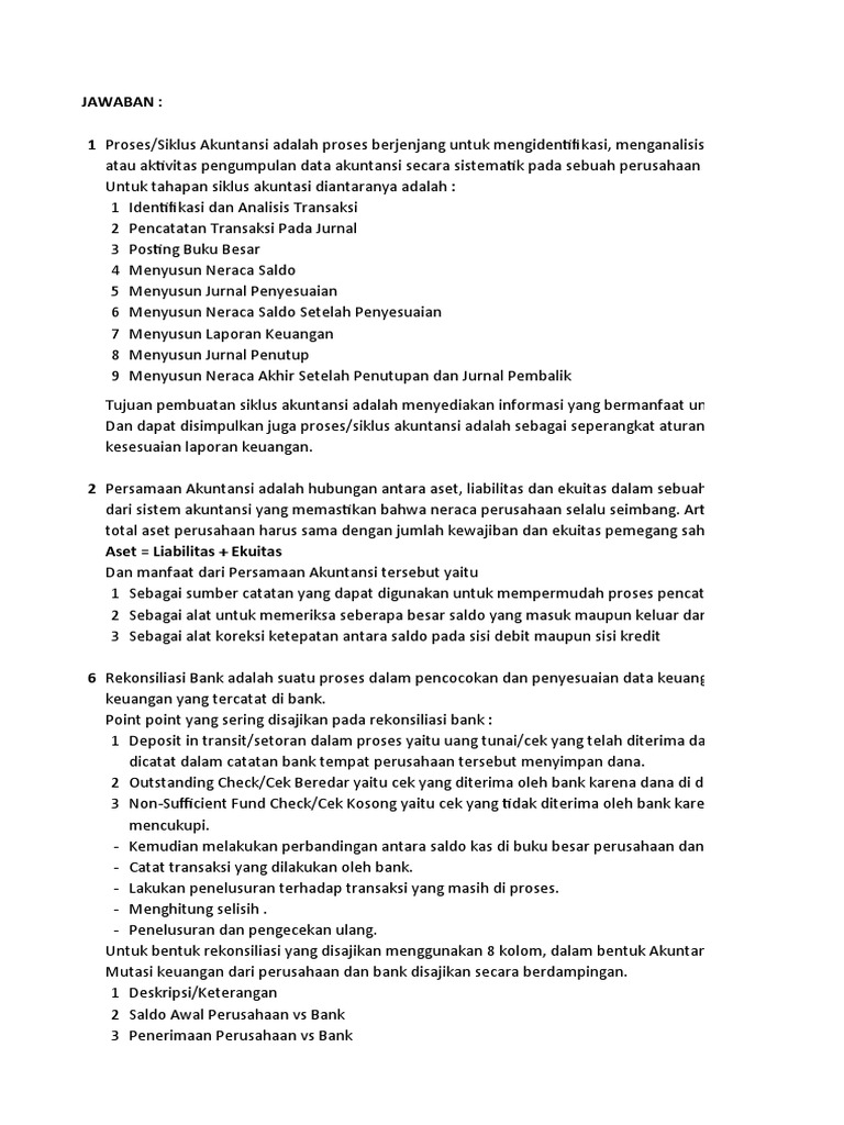 Jawaban Accounting Test No. 1,2 & 6 | PDF