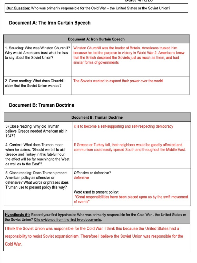 Unit 8: Cold War Student Handout | PDF