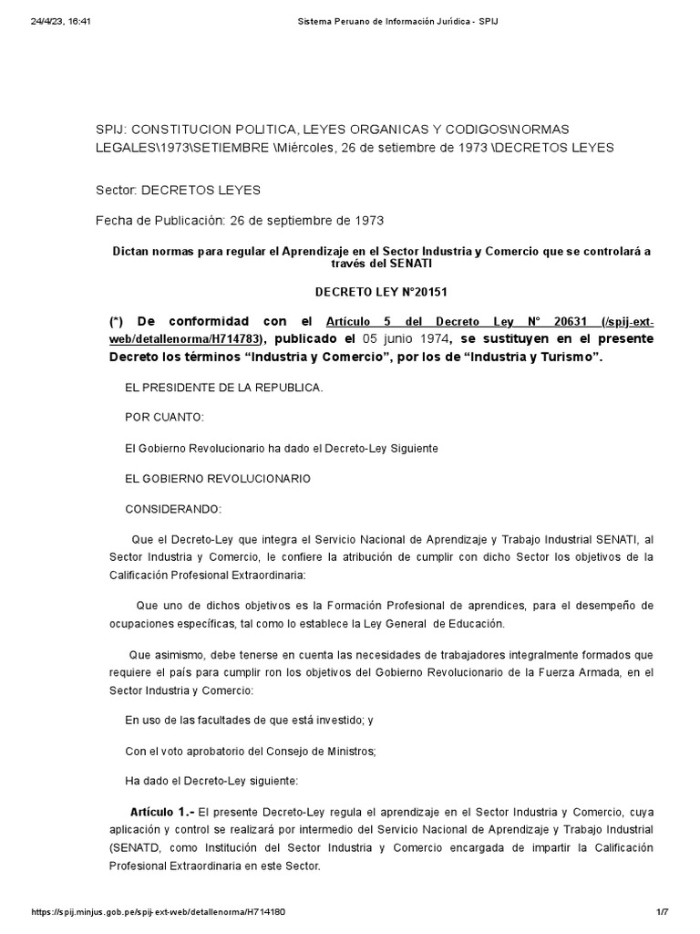 Decreto Ley N 20151 Descargar Gratis Pdf Judicaturas Aprendizaje