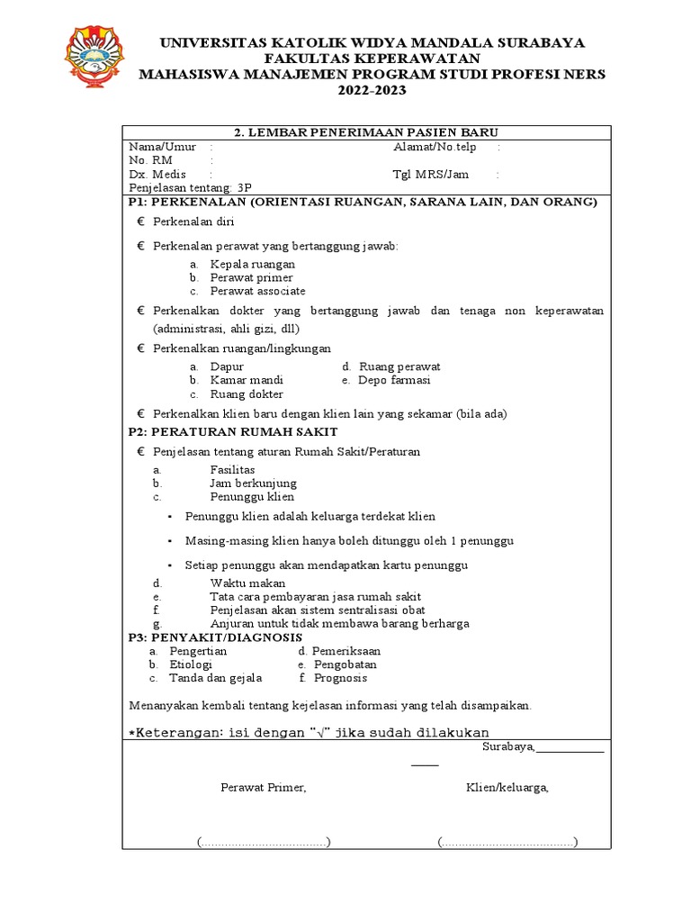 2 - Lembar Penerimaan Pasien Baru | PDF | Sains & Matematika
