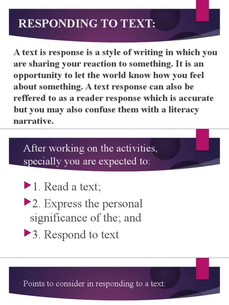 Responding To Text | PDF | Narration