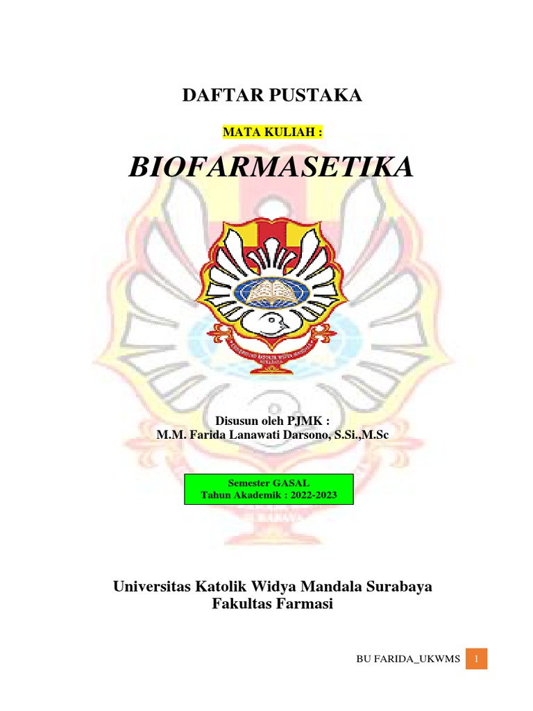 Daftar Pustaka - BIOFARMASETIKA - BELLA - Bu Farida - 2022 | PDF