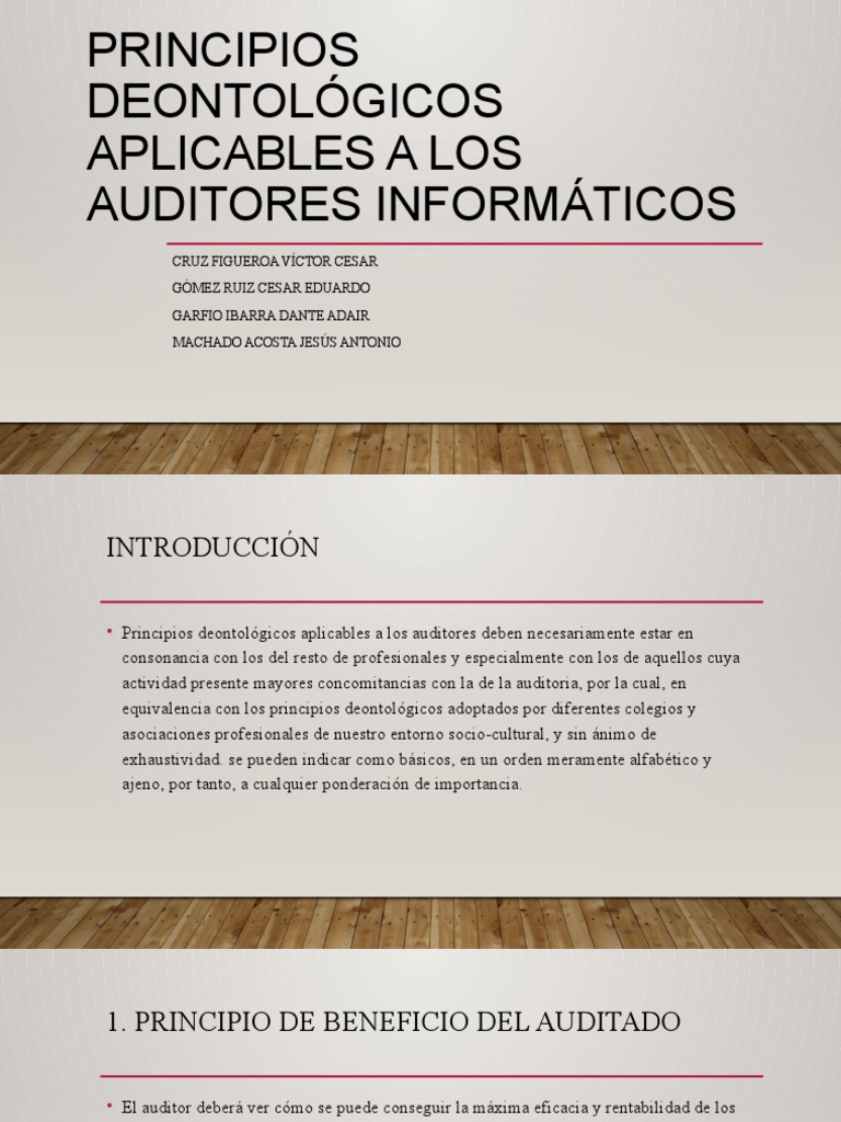 Principios Deontológicos Aplicables A Los Auditores Informáticos | PDF