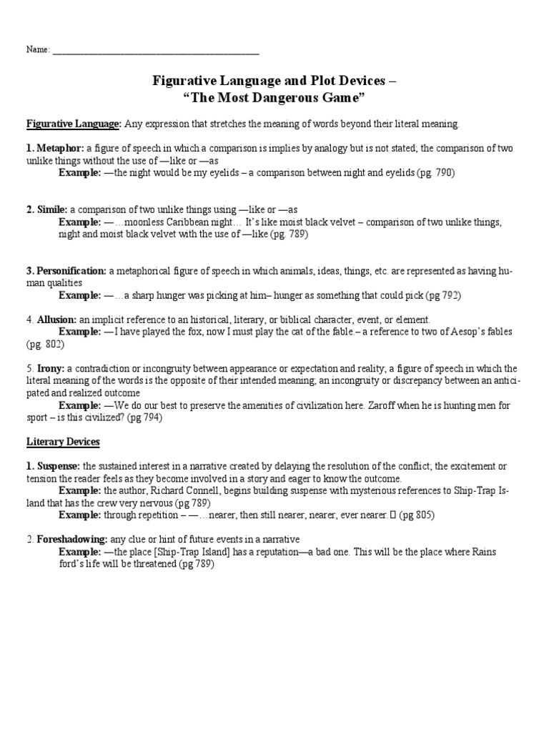 Figurative-Language-Examples-Most Dangerous Game | PDF
