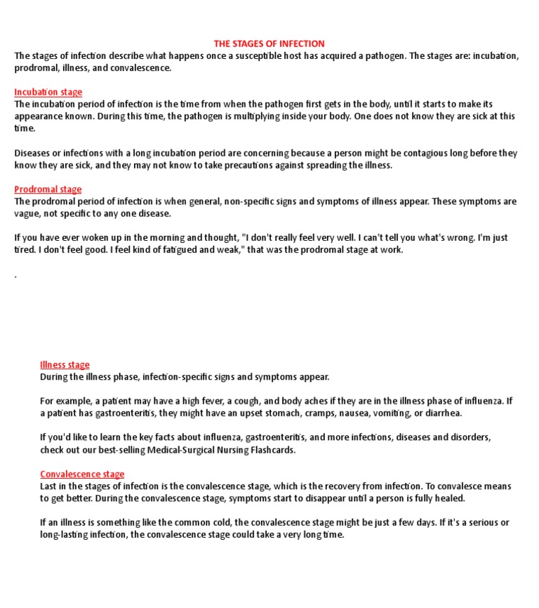 The Stages of Infection: Incubation Stage | PDF | Self-Improvement ...