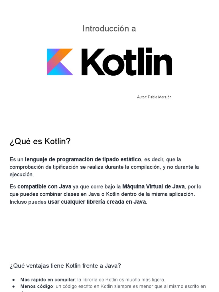 Introducción A Kotlin | PDF | Java (lenguaje de programación ...