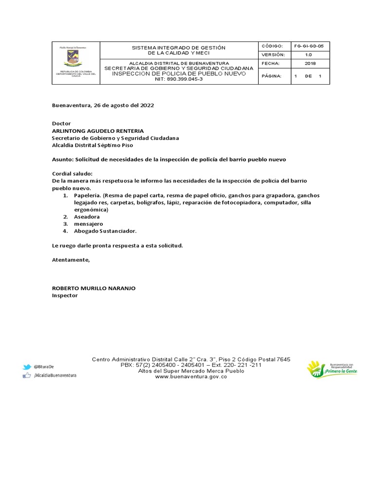 Solicitud de Insumos | PDF