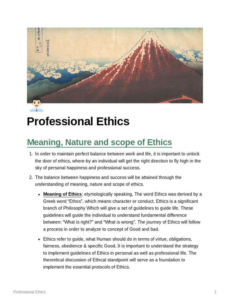 Professional Ethics: Meaning, Nature and Scope of Ethics | PDF ...