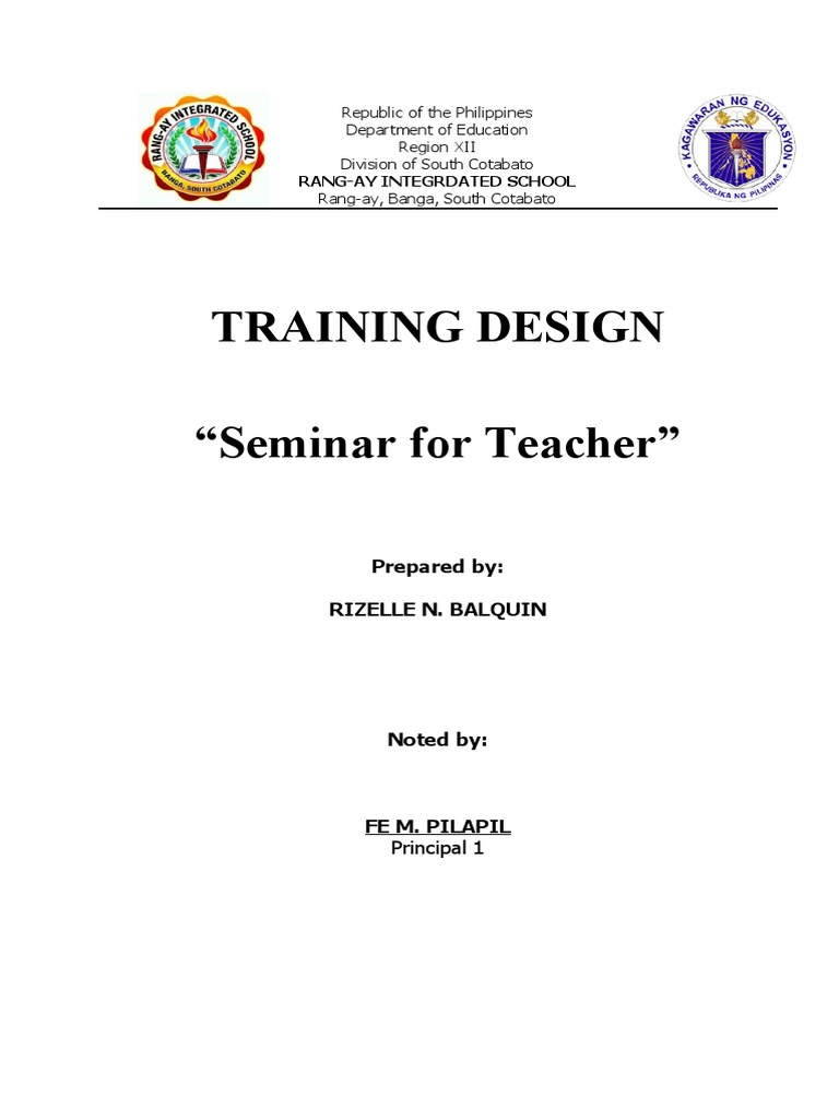 TRAINING DESIGN SLAC Sample | PDF | Teachers | Learning