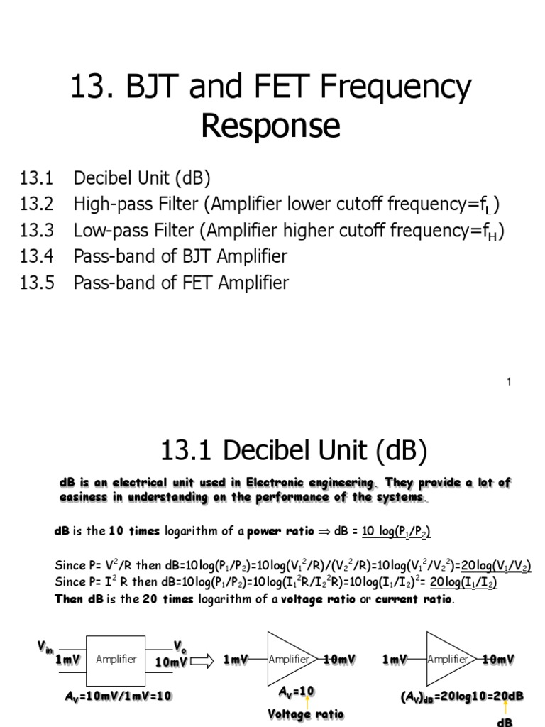 BwEE2601-13 - BJT and FET Frequency Response | PDF | Decibel | Electronic Filter