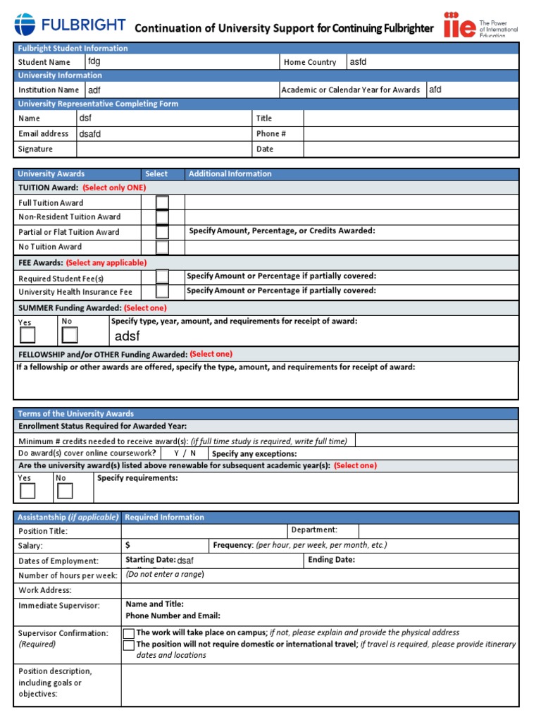 University Support Form Fillable | PDF | Tuition Payments | Service ...