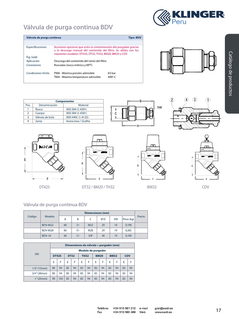 Válvula BDV: Especificaciones y Modelos | PDF | Ingeniería mecánica