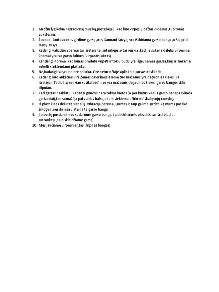 Namų Darbas 10 Klausimų Iš Garso Bangų | PDF