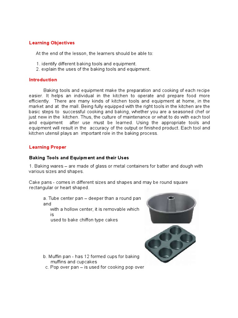 Essential Baking Tools and Equipment | PDF | Baking | Cakes