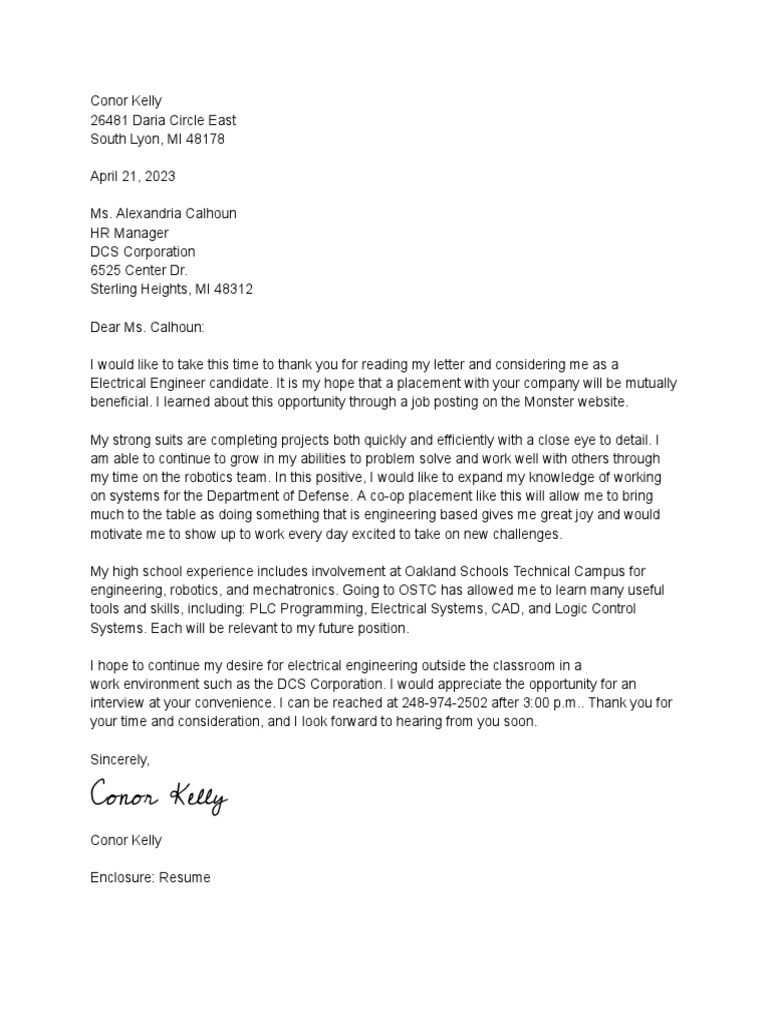 Cover Letter - Kelly | PDF