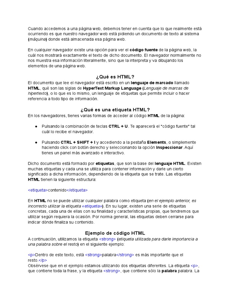 Introducción al HTML y sus etiquetas | PDF | HTML | Lenguaje de marcado