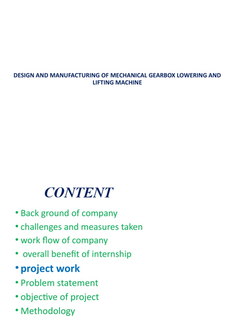 Gearbox Lifting Machine Design Report | PDF | Screw | Machines