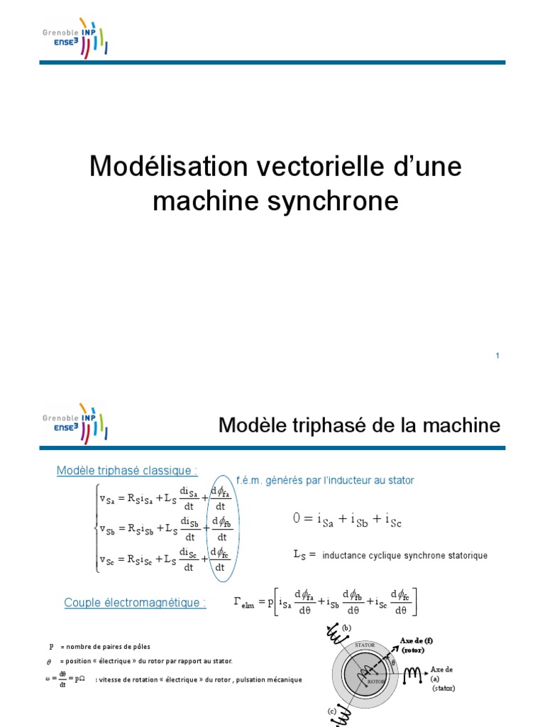 Modélisation vectorielle machine synchrone | PDF | Mécanique ...