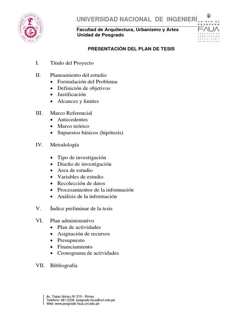 Estructura de Plan de Tesis 2020 | PDF