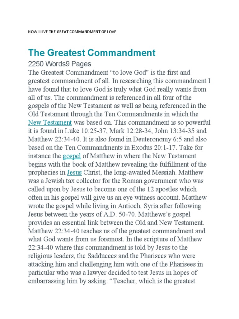 The Greatest Commandment: New Testament | PDF | Gospel Of Matthew | Jesus