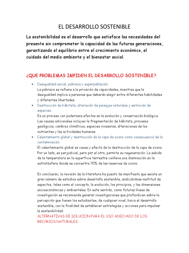 El Desarrollo Sostenible Pdf