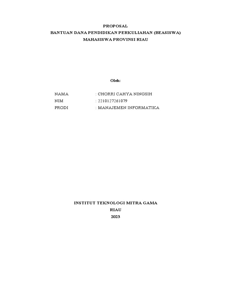 Proposal Beasiswa | PDF