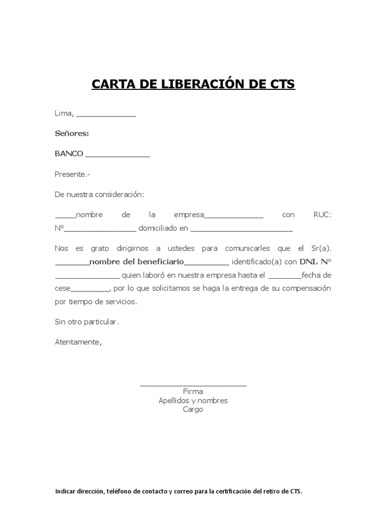 Carta de CTS | PDF