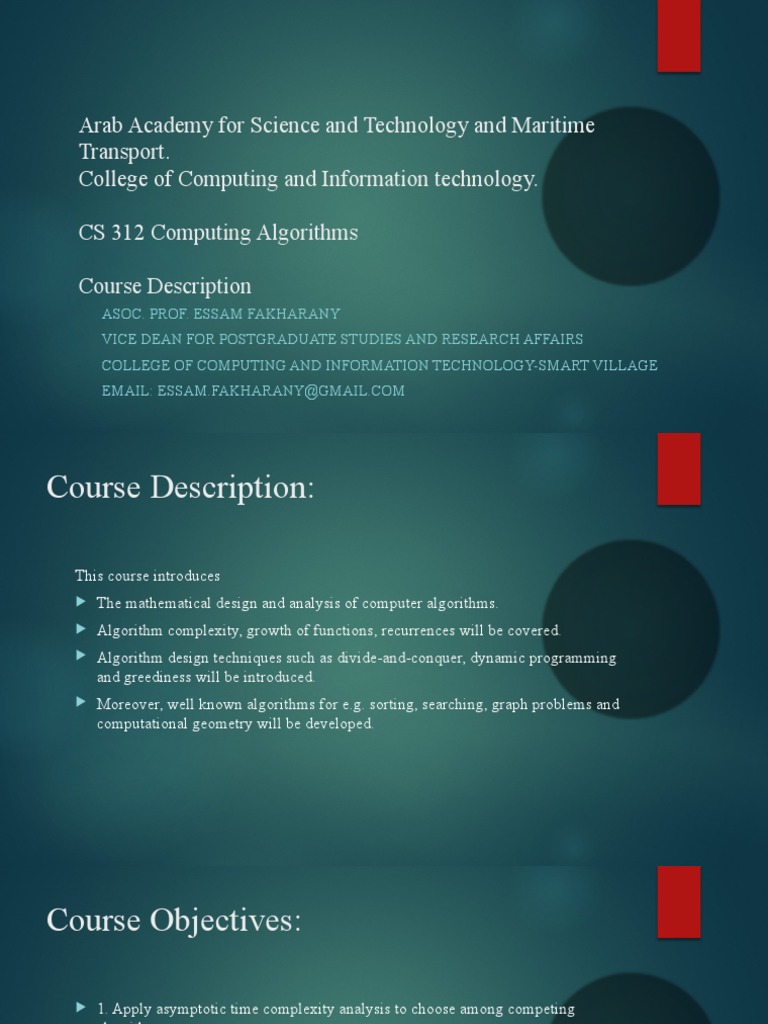 00 Cs 312 Comp Algo Course Description Pdf Algorithms Theoretical Computer Science 3557