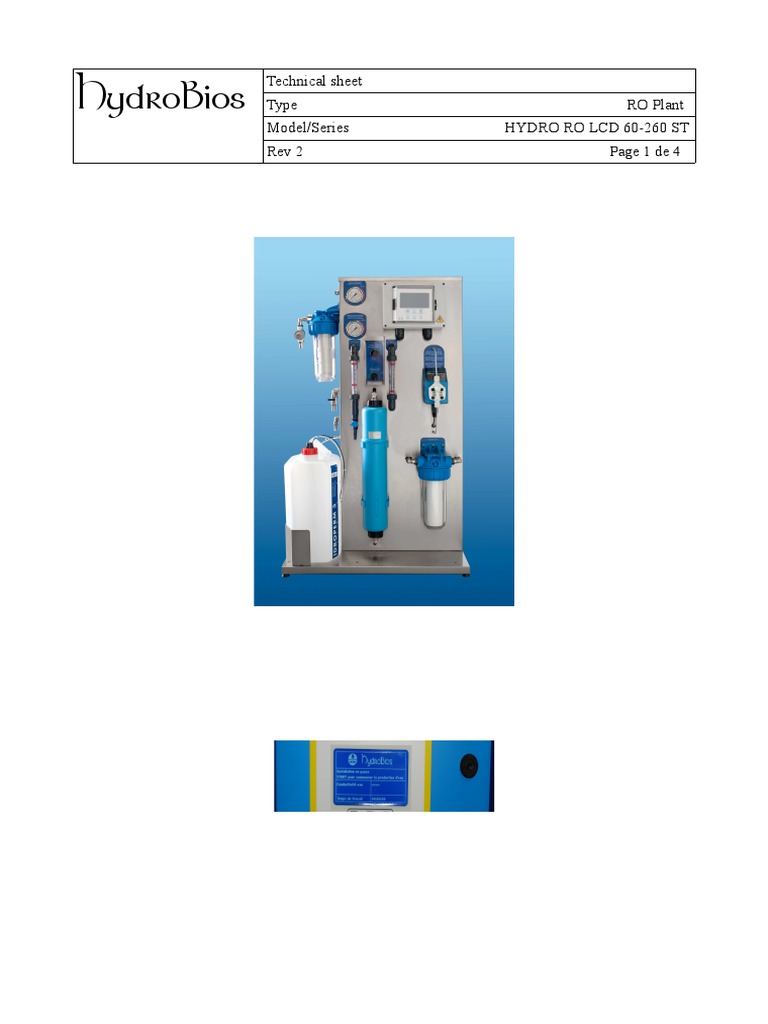 Anglais HYDRO RO LCD 60-260 ST-hydroBios-Eng | PDF | Membrane | Flow ...