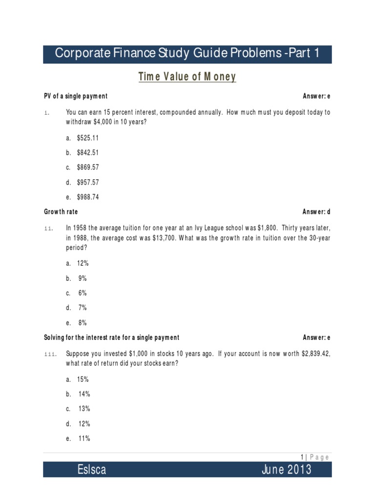 Time Vale of Money Problem | PDF | Balance Sheet | Interest