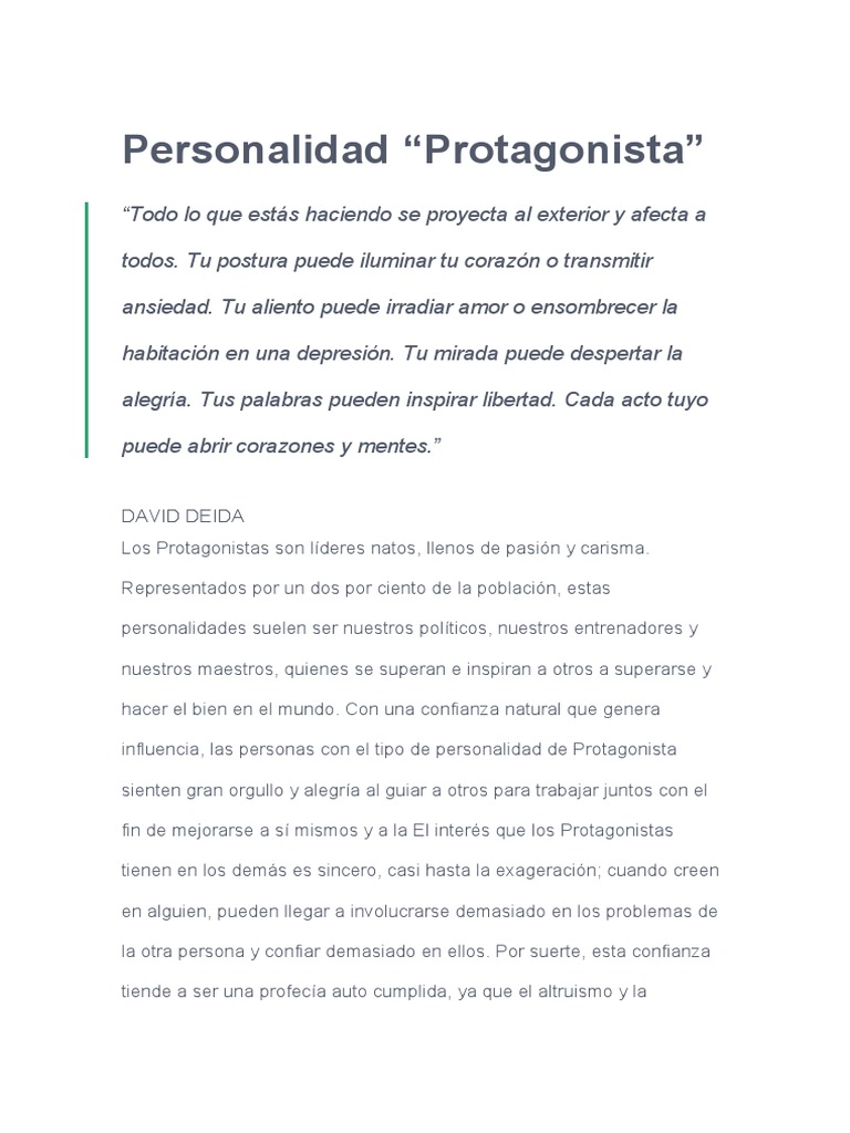 Personalidad "Protagonista": David Deida | PDF | Amor | Conceptos ...