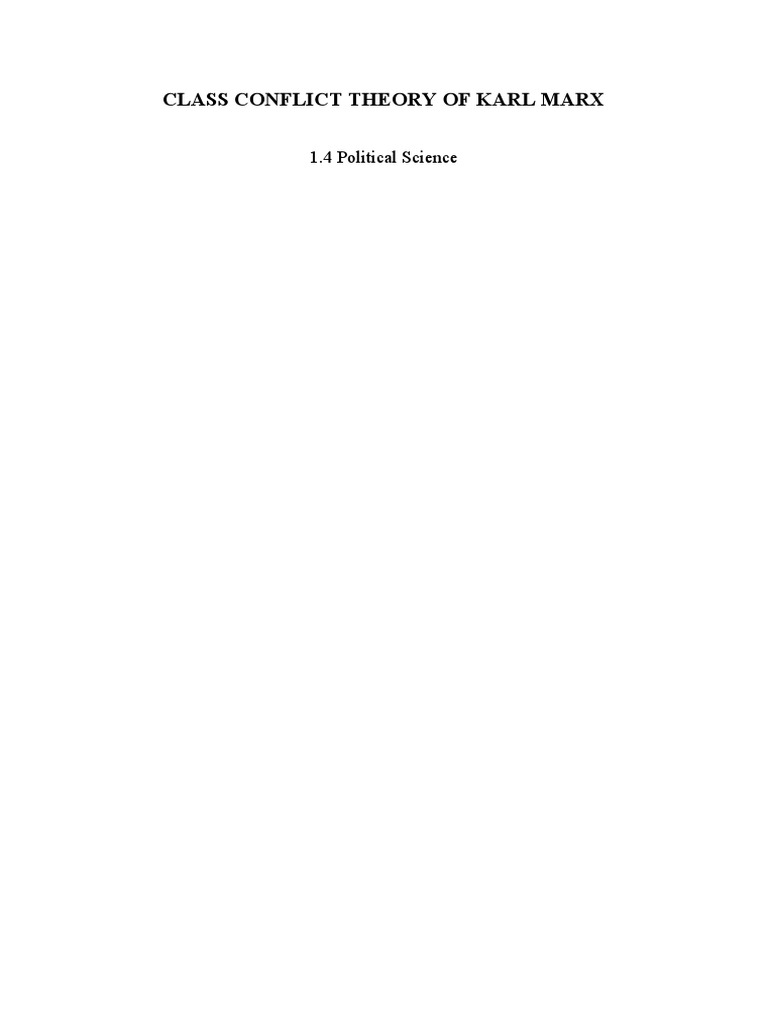 Class Conflict Theory of Karl Marx: 1.4 Political Science | PDF | Karl ...