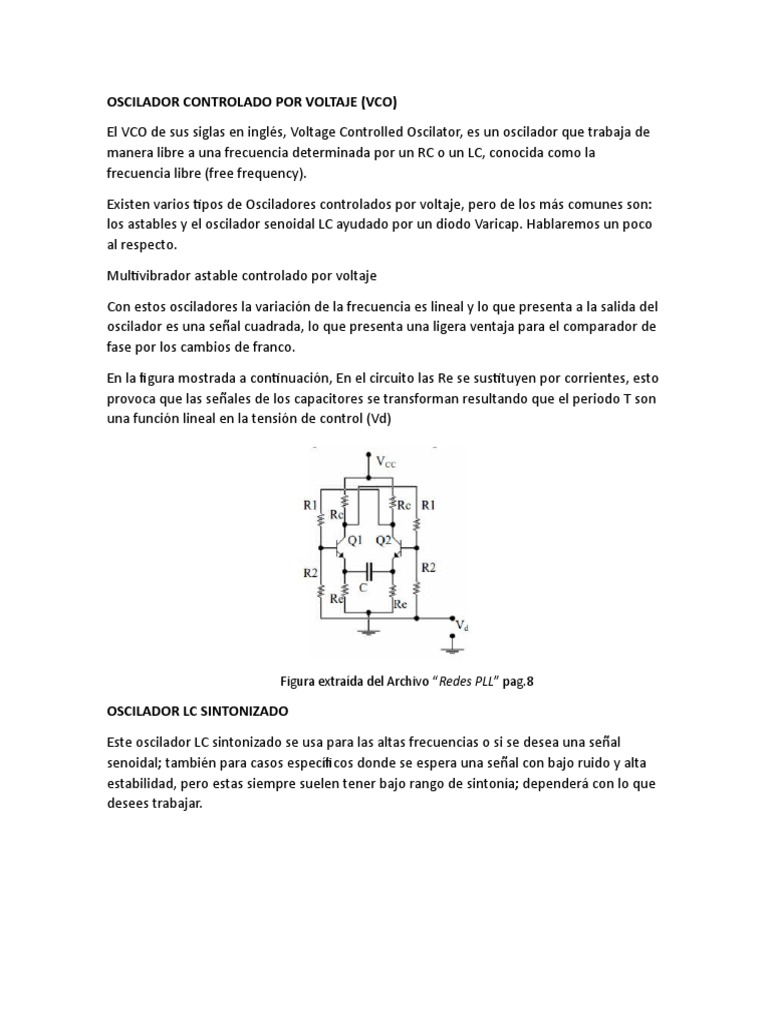 OSCILADOR CONTROLADO POR VOLTAJE (VCO) - Subtema | PDF