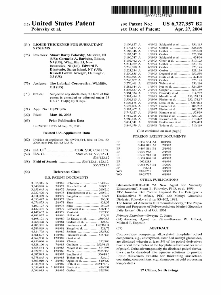 United States Patent (10) Patent No.: US 6,727,357 B2: Polovsky Et Al ...